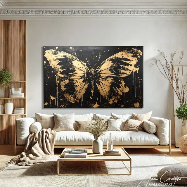 Kna Prints - 1 Pc Poster Black And Gold Butterfly Wall Design Art For ...