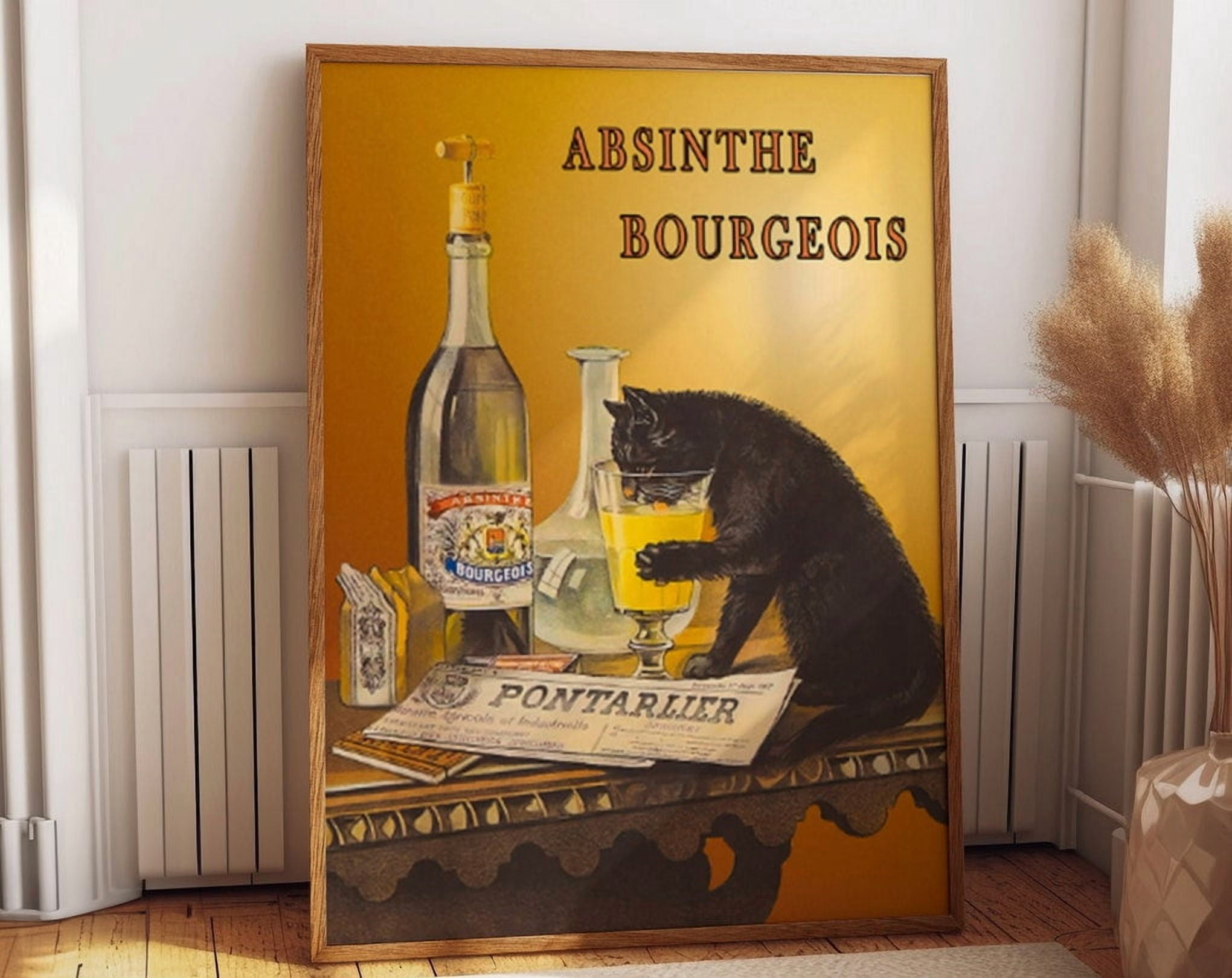 Kna Prints - 1 Pc Poster Black Cat For Bar Absinthe Bourgeois Pub Wall ...