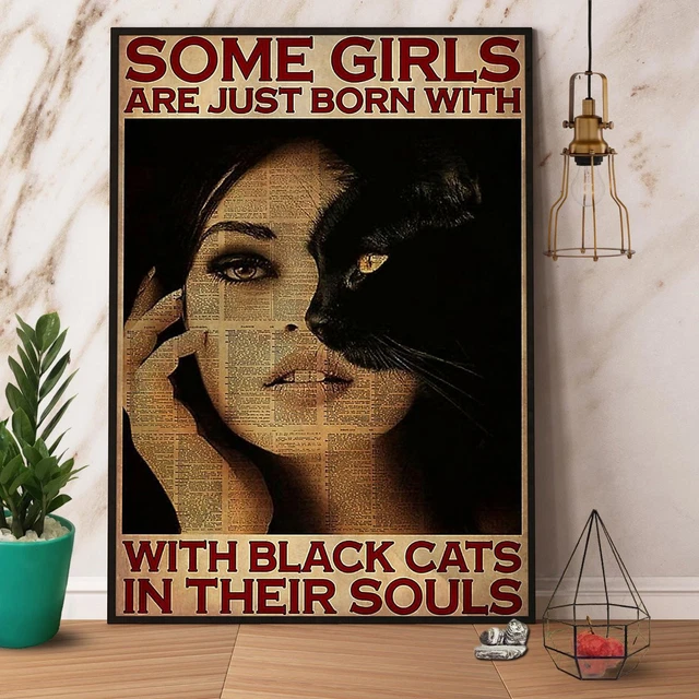 Kna Prints - 1 Pc Poster Black Cat Girls Born With Black Cat Beautiful ...