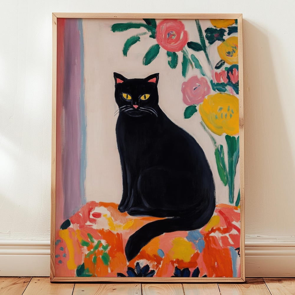 Kna Prints - 1 Pc Poster Black Cat Poster | Colorful Matisse Inspired ...