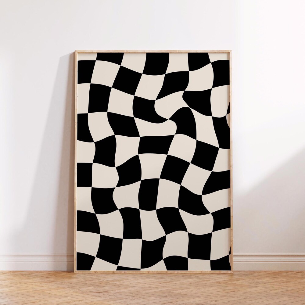 Kna Prints - 1 Pc Poster Black And White Checkered Print, Free Delivery ...