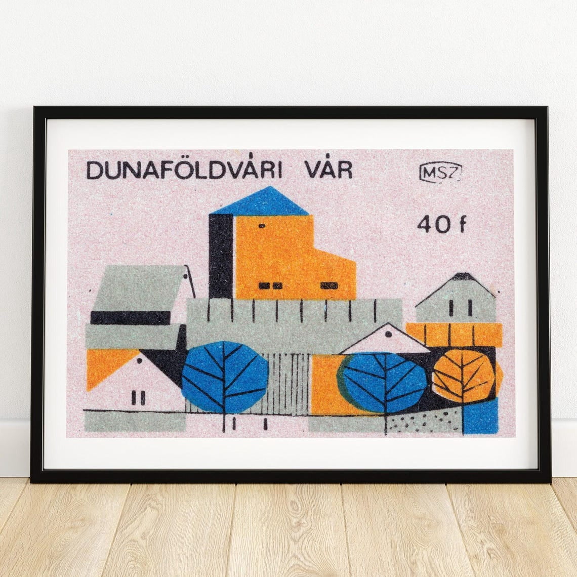 Kna Prints - 1 Pc Poster Blue And Orange Village Matchbox Print ...