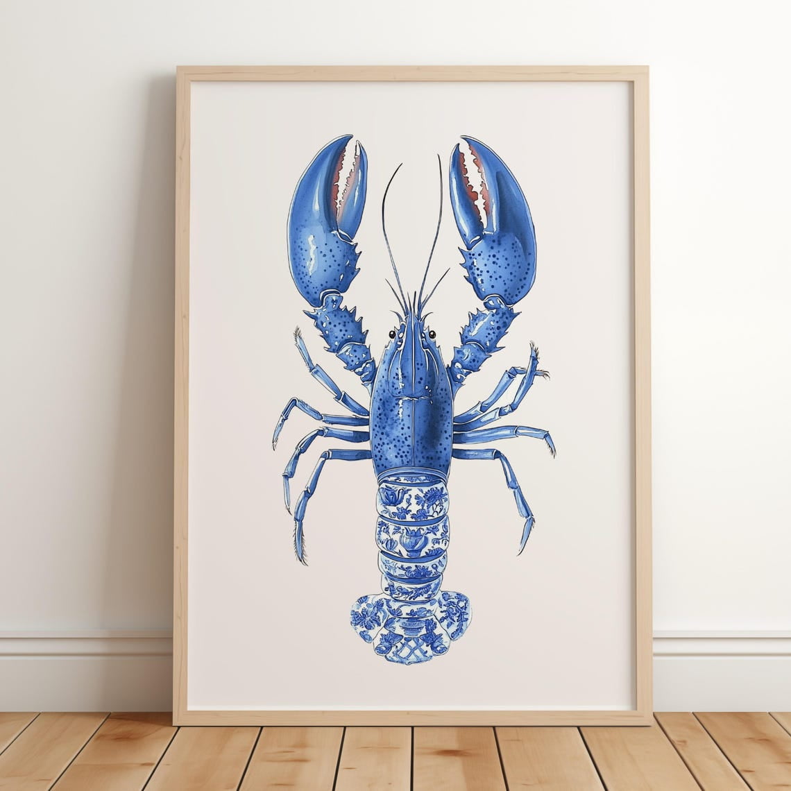 Kna Prints - 1 Pc Poster Blue Lobster Wall Art Print Chinoiserie ...