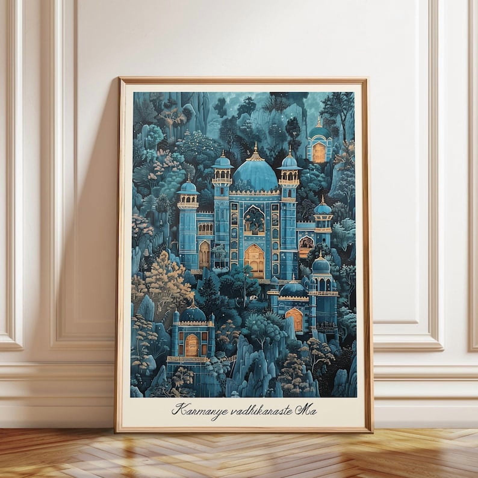 Kna Prints - 1 Pc Poster Blue Palace Wall Art Indian Pichwai Style Art ...