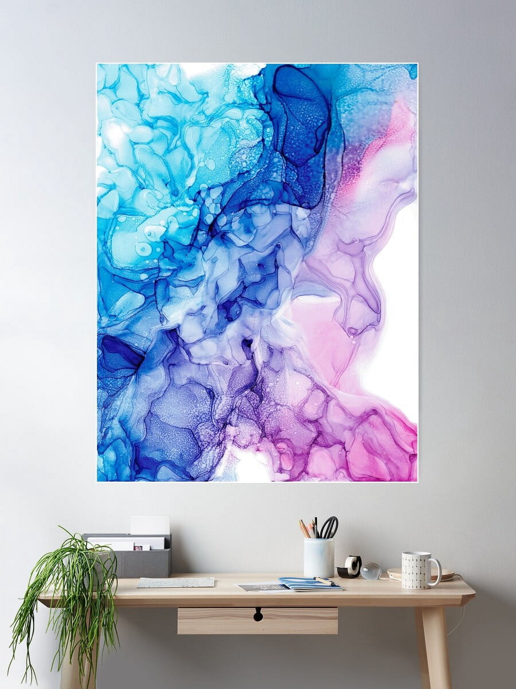 Kna Prints - 1 Pc Poster Blue Purple Abstract 224 Alcohol Ink Painting ...
