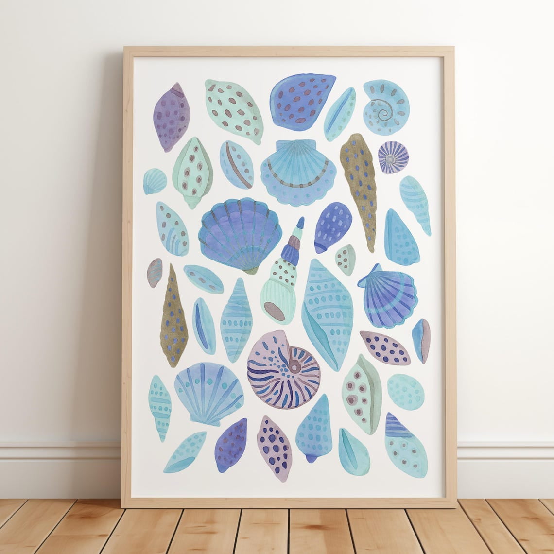 Kna Prints - 1 Pc Poster Blue Sea Shell , Preppy Coastal Print, Cute ...