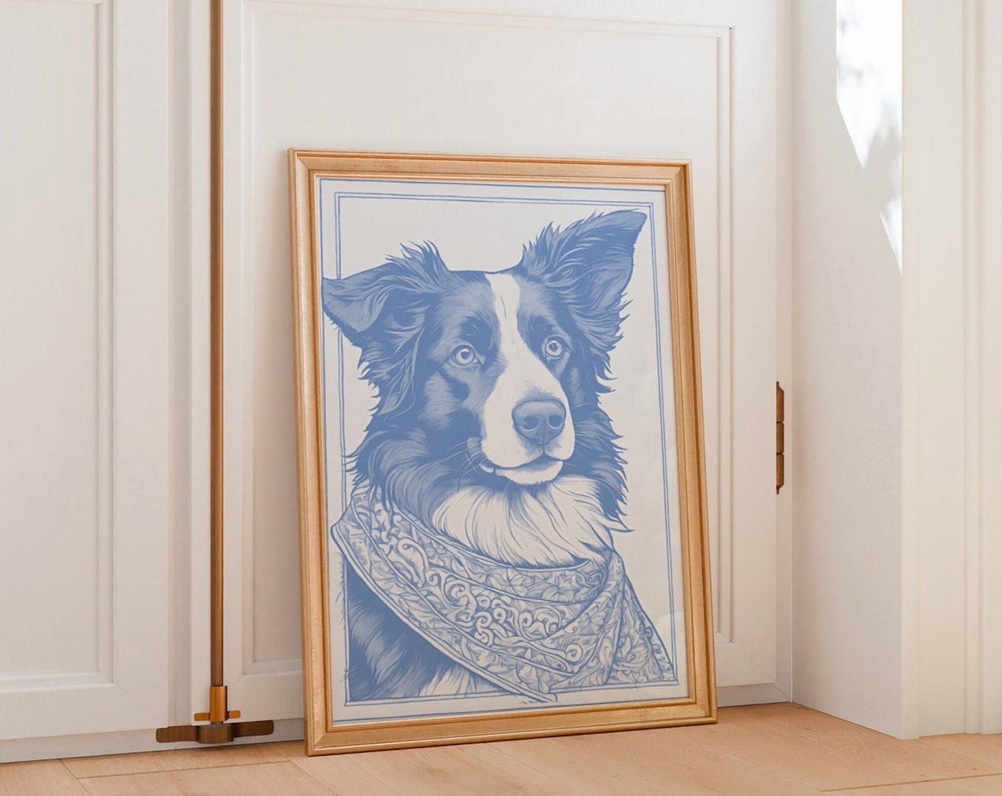 Kna Prints - 1 Pc Poster Blue Willow Border Collie Wall Art Dog ...