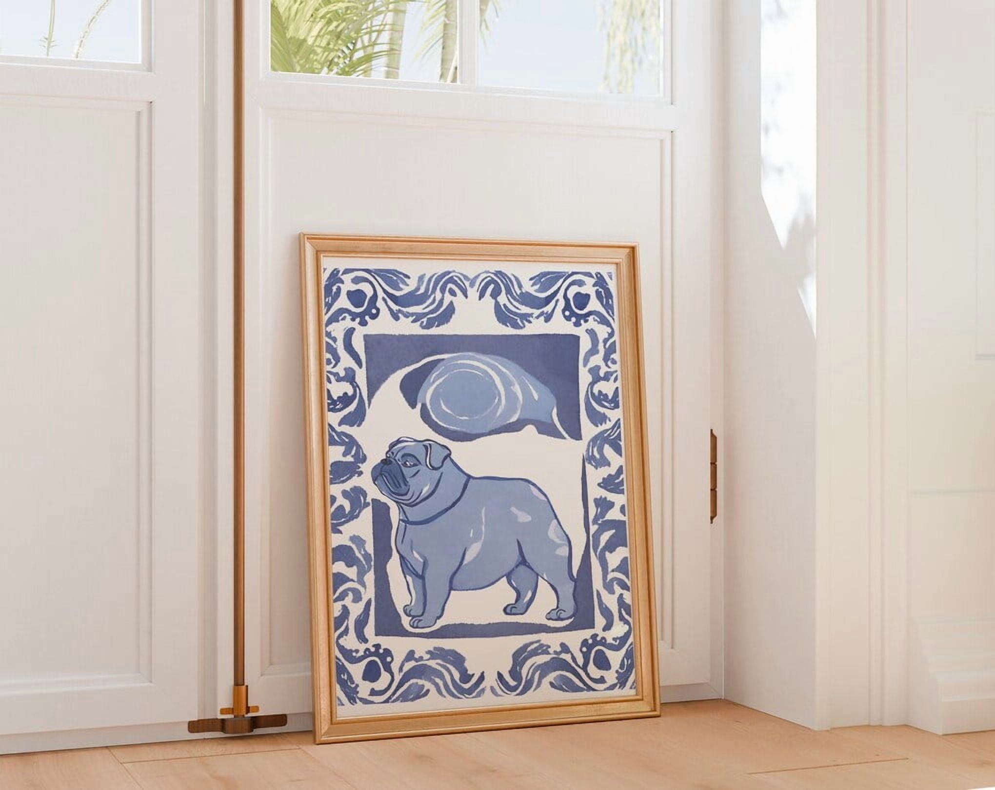 Kna Prints - 1 Pc Poster Blue Willow English Bulldog Art Dog Drawing ...