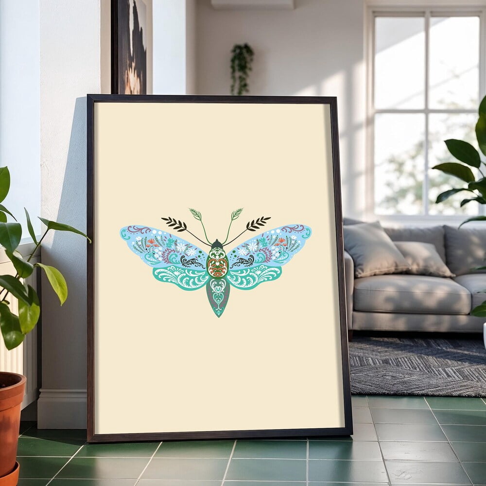 Kna Prints - 1 Pc Poster Boho Butterfly Print, Blue Butterfly, Vintage ...