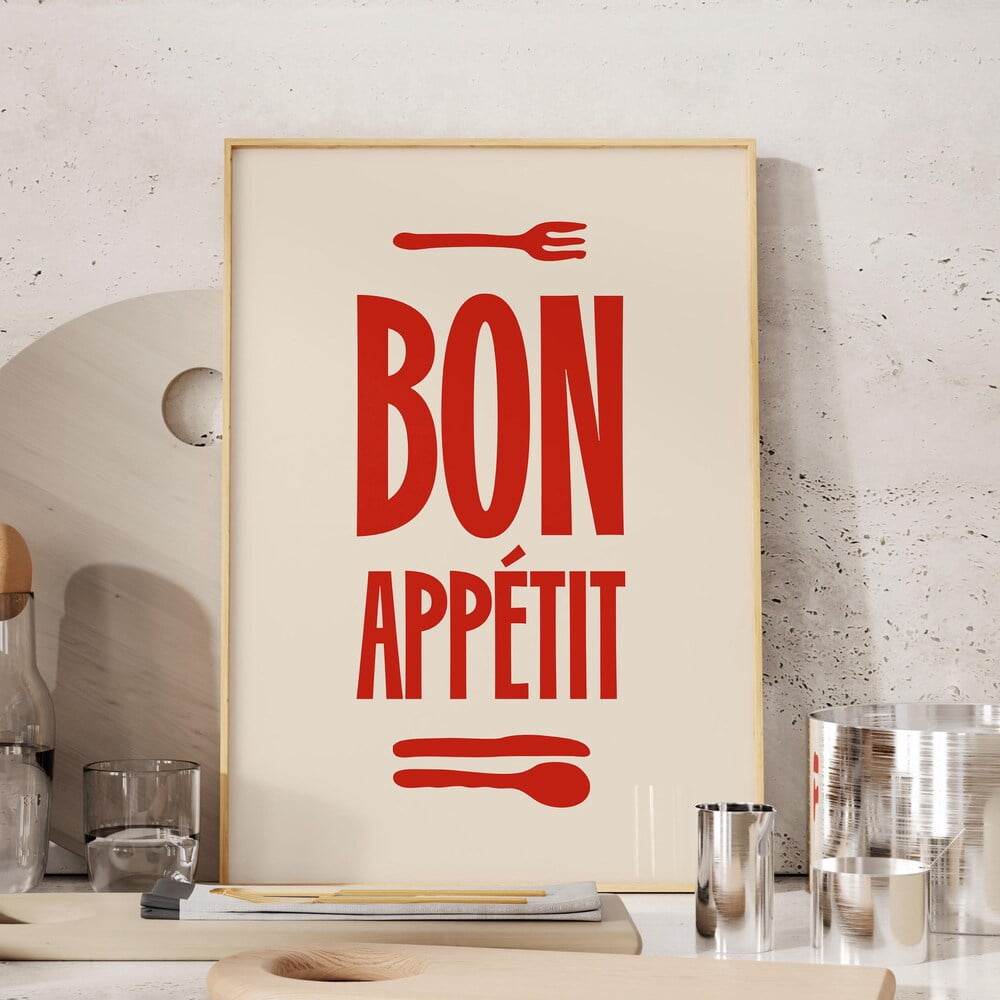 Kna Prints - 1 Pc Poster Bon Appetit Print Dining Room French Quote ...