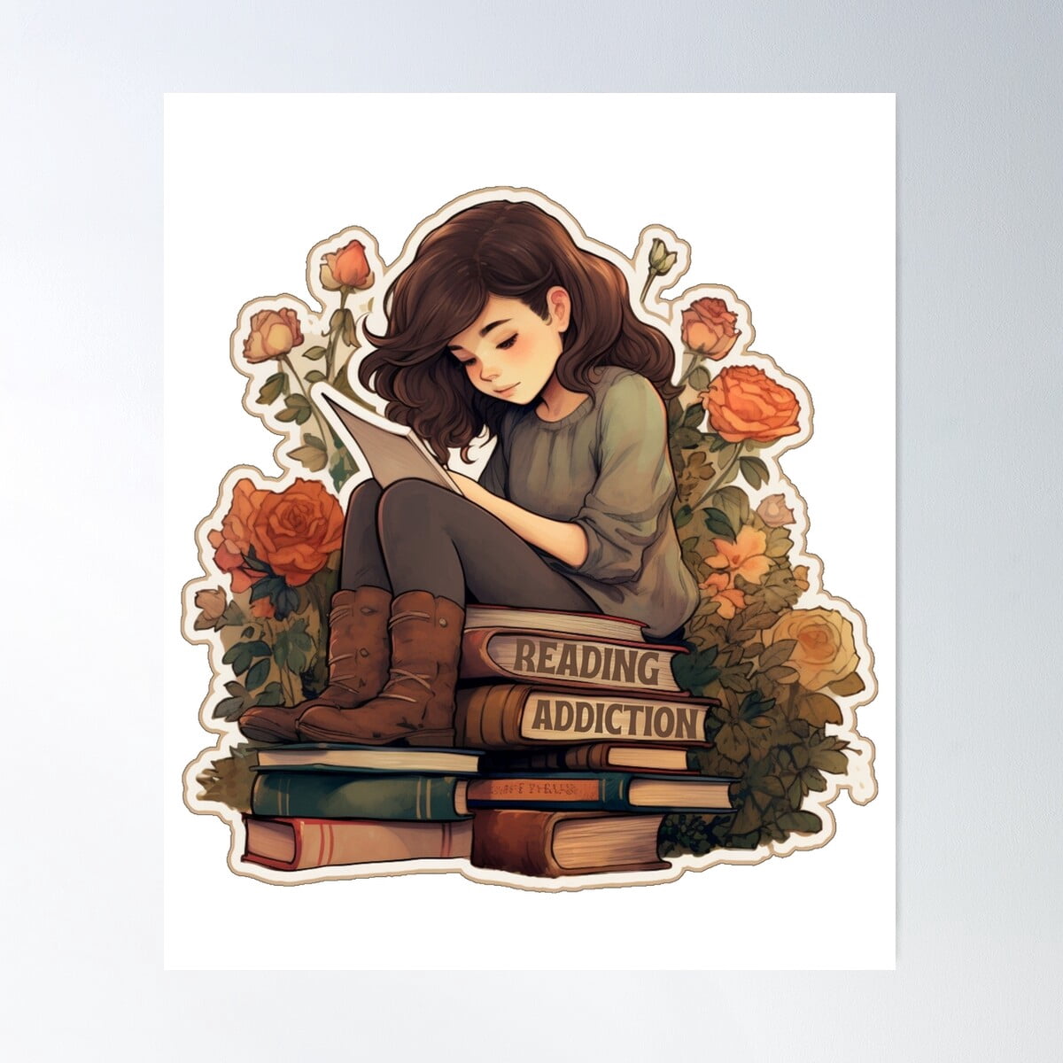 Kna Prints - 1 Pc Poster Book Girl Reading Addiction, UNFRAMED-16x24 ...
