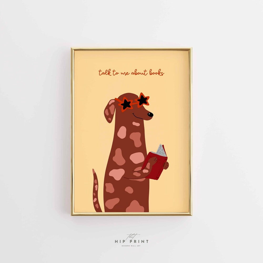 Kna Prints - 1 Pc Poster Book Lover Dog Print, Funny Reader Wall Art ...