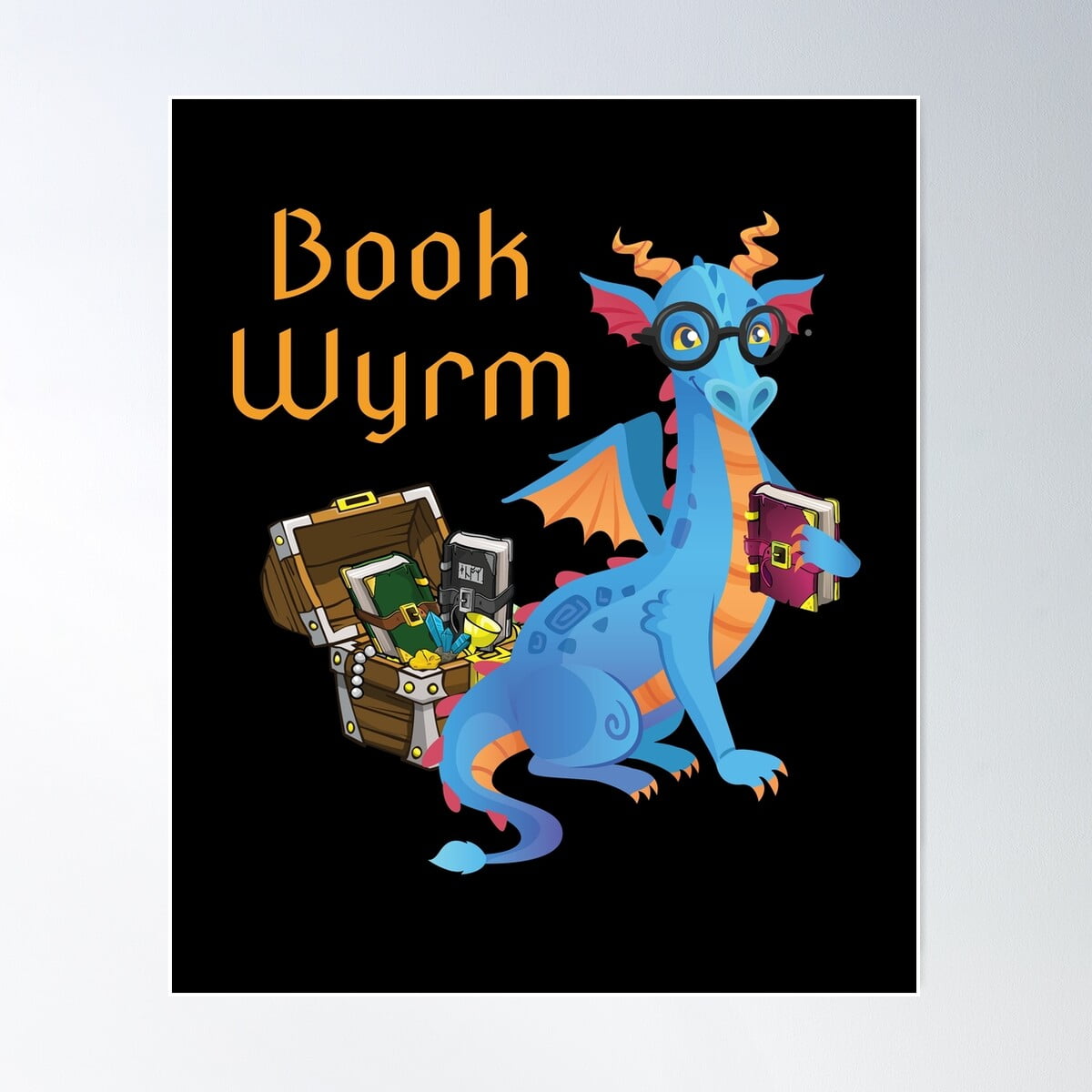 Kna Prints - 1 Pc Poster Book Wyrm Reading Dragon Bookworm, UNFRAMED ...