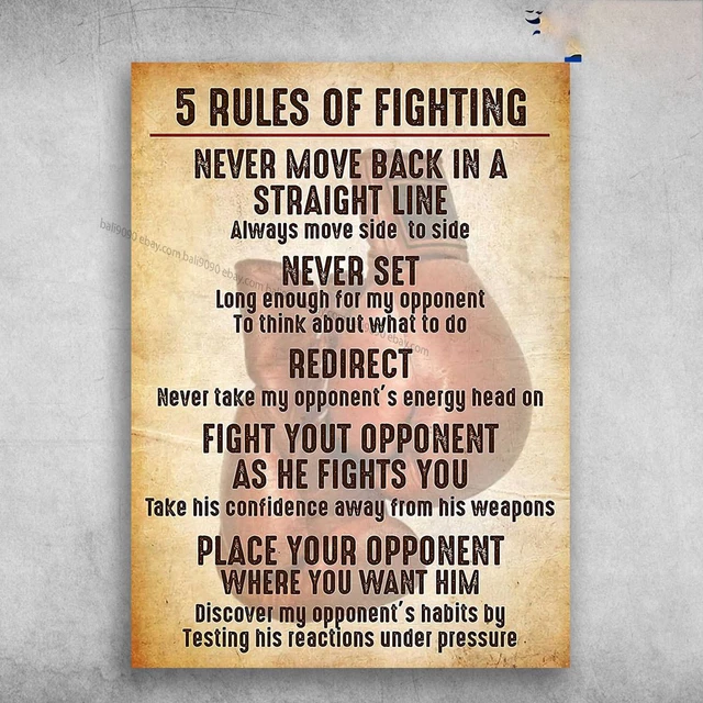 Kna Prints - 1 Pc Poster Boxing Poster - 5 Rules Of Fighting, Never ...