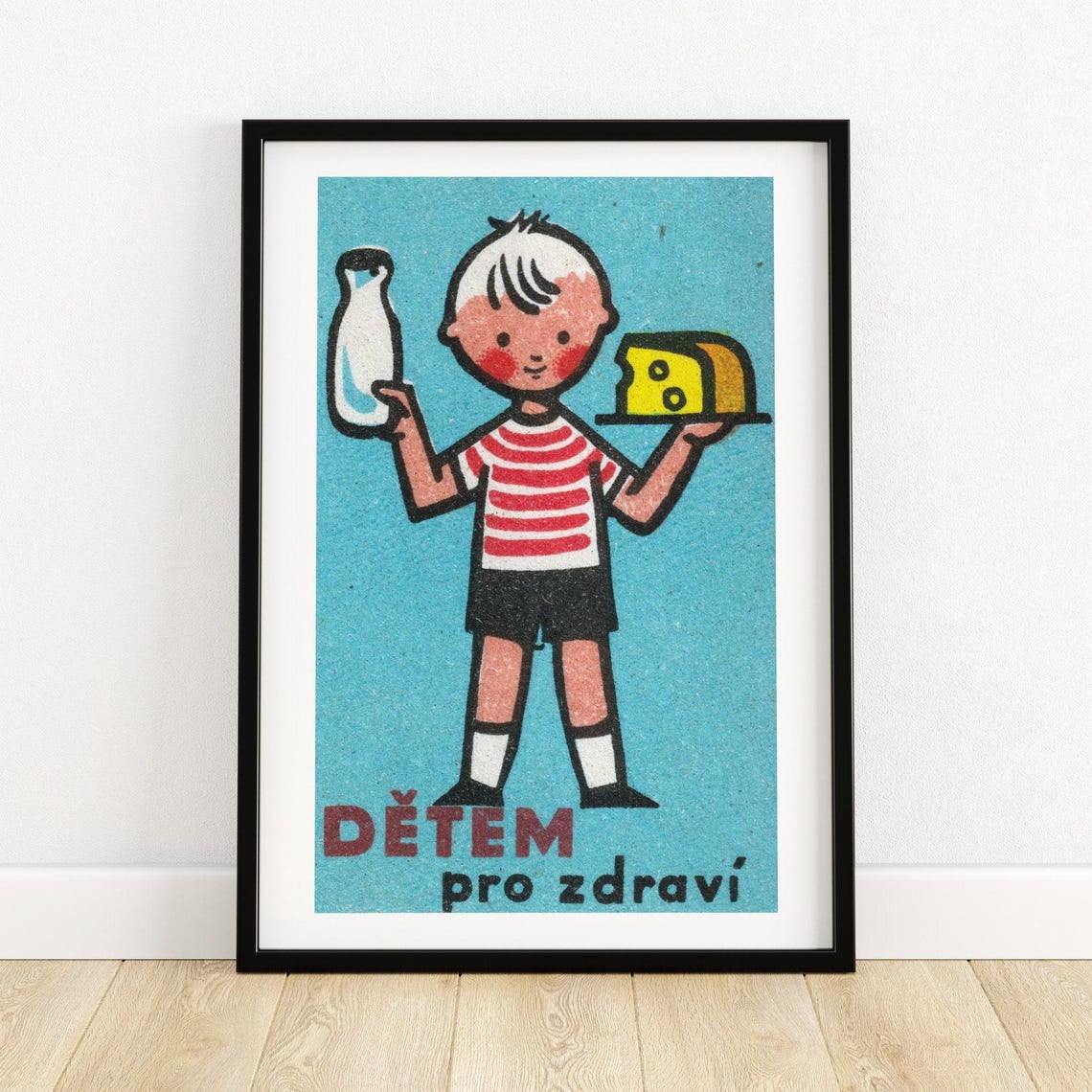 Kna Prints - 1 Pc Poster Boy With Milk And Cheese Matchbox Print Czech ...