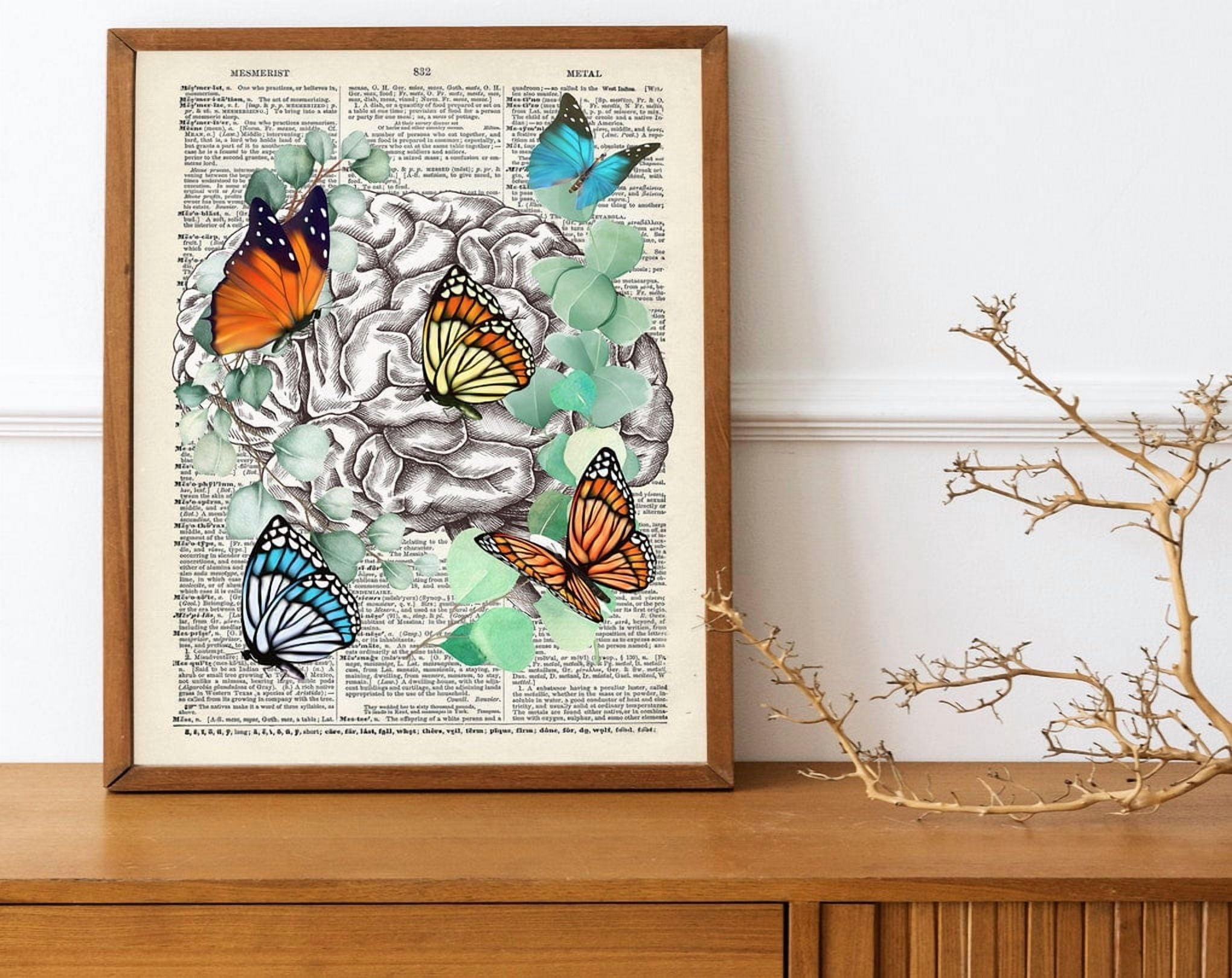 Kna Prints - 1 Pc Poster Brain And Butterflies Art, Anatomy Art ...