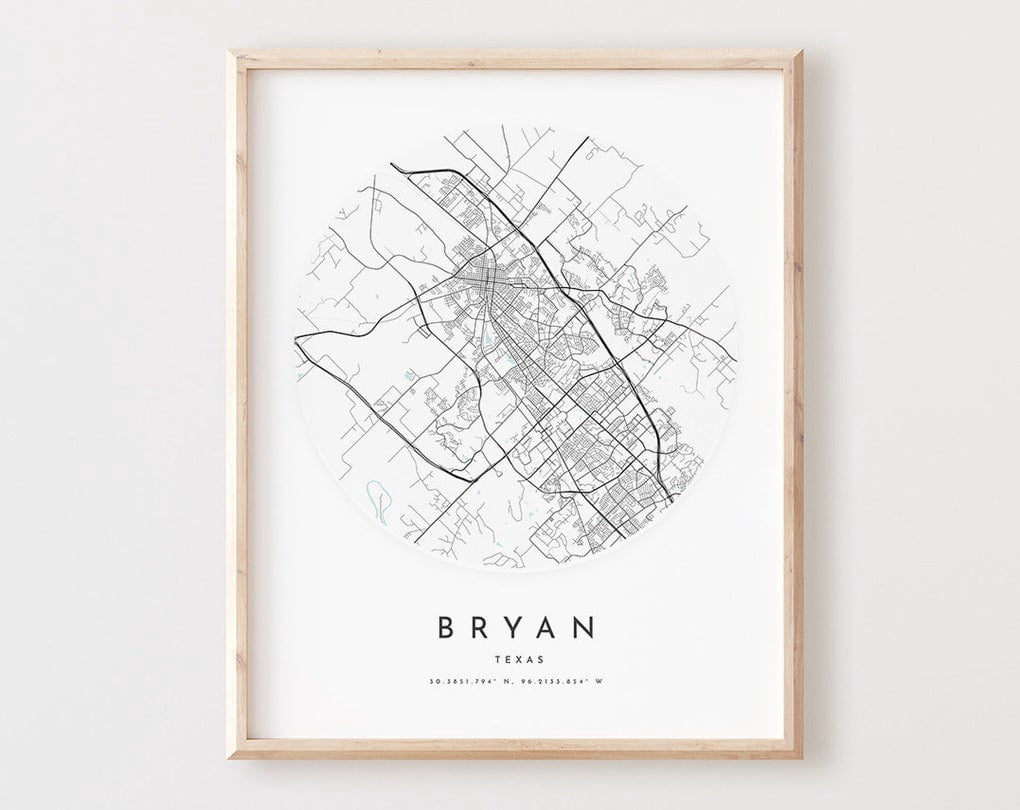 Kna Prints - 1 Pc Poster Bryan Map Print, Bryan Map City Wall Art, Tx ...
