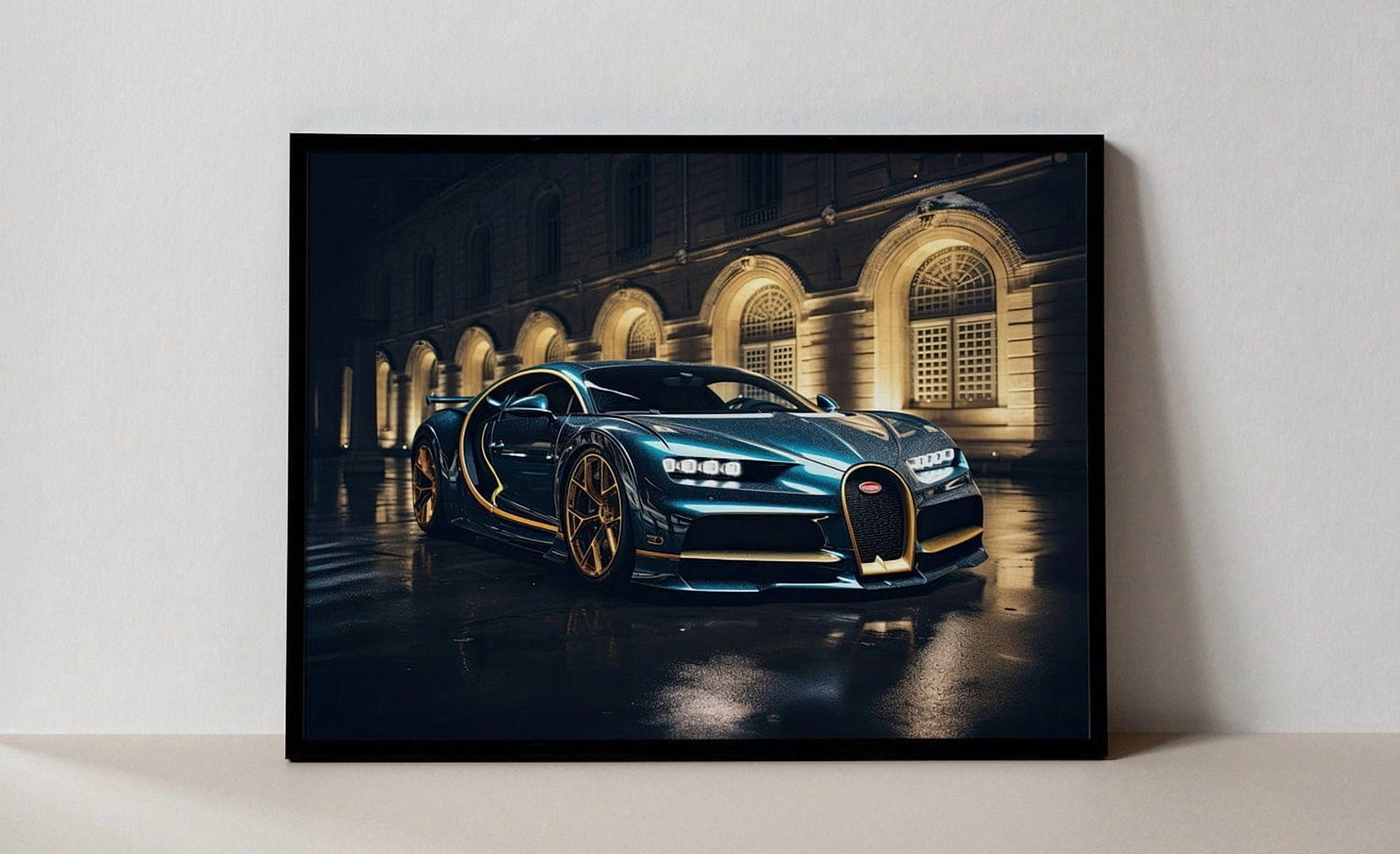 Kna Prints - 1 Pc Poster Bugatti Chiron Black Metal Bugatti Car Wall ...