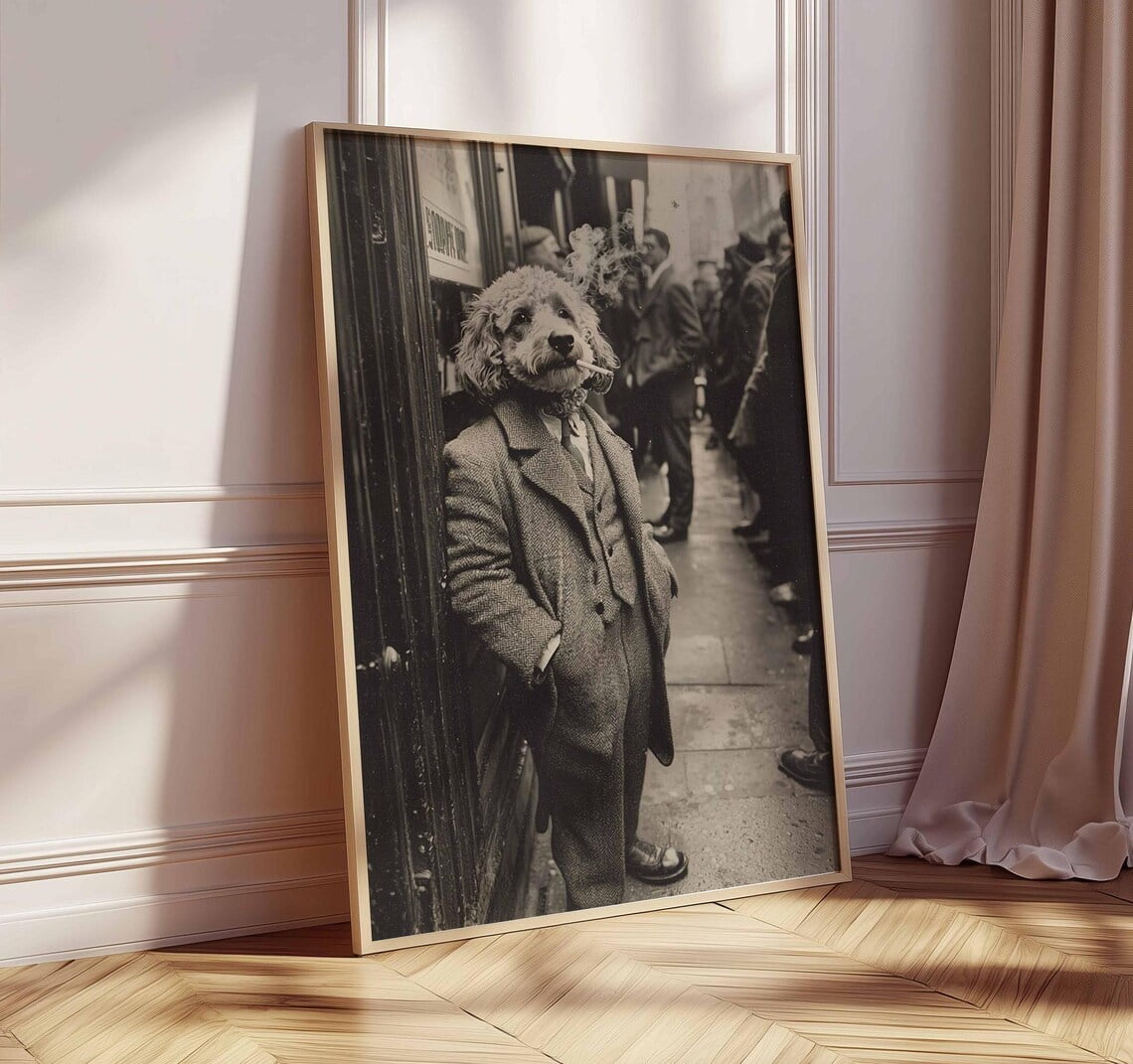 Kna Prints - 1 Pc Poster Bulldog Smoking Print, Fny Dog Wall Art ...