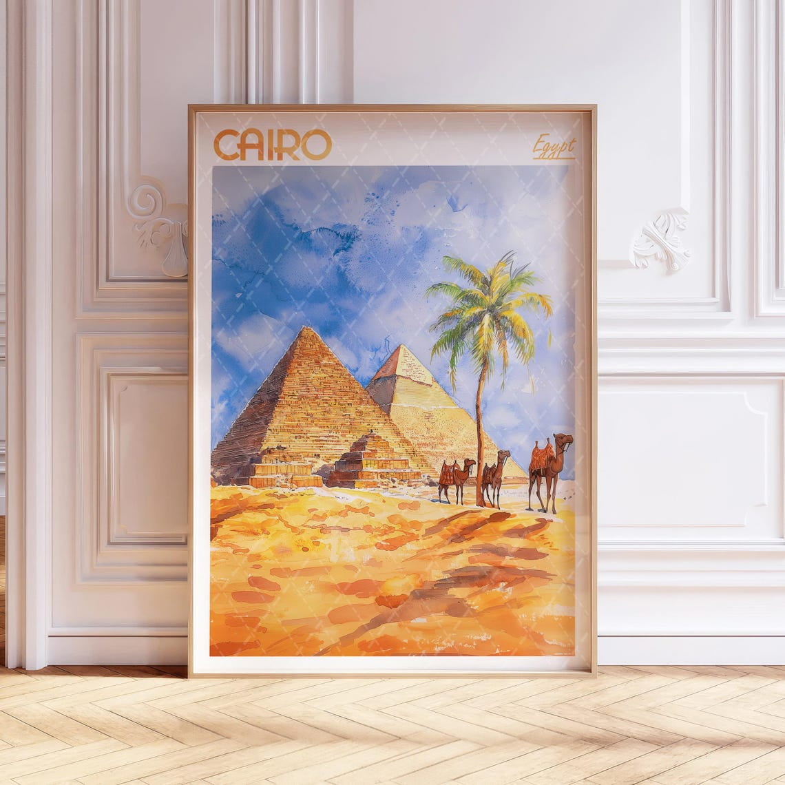 Kna Prints - 1 Pc Poster Cairo Watercolor World Cities Wall Art Pyramids Travel Printable City ...