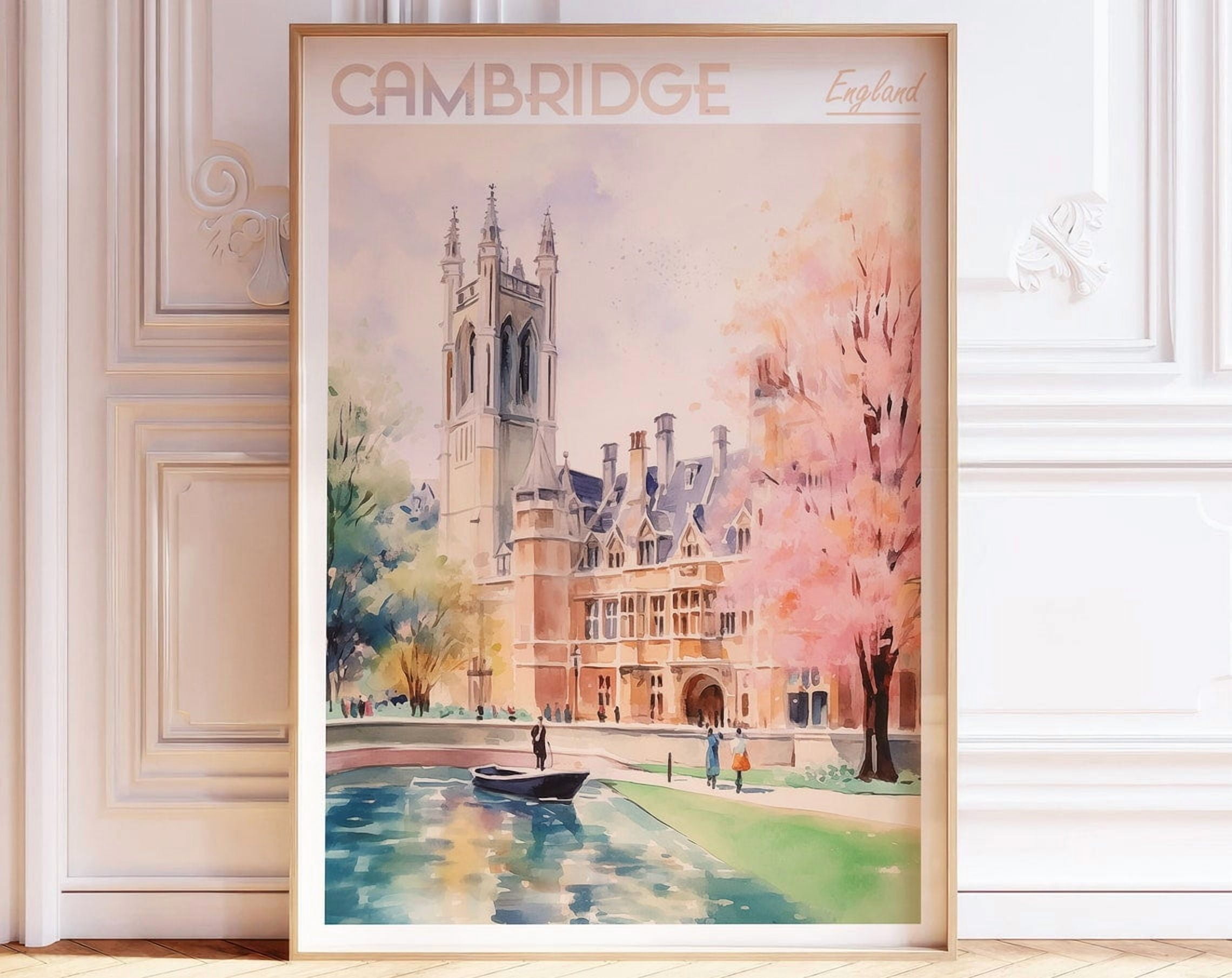 Kna Prints - 1 Pc Poster Cambridge Watercolor World Cities Wall Art ...