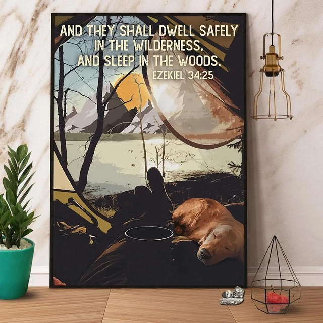 Kna Prints - 1 Pc Poster Camping Dog And They Shall Dwell Safely In The ...