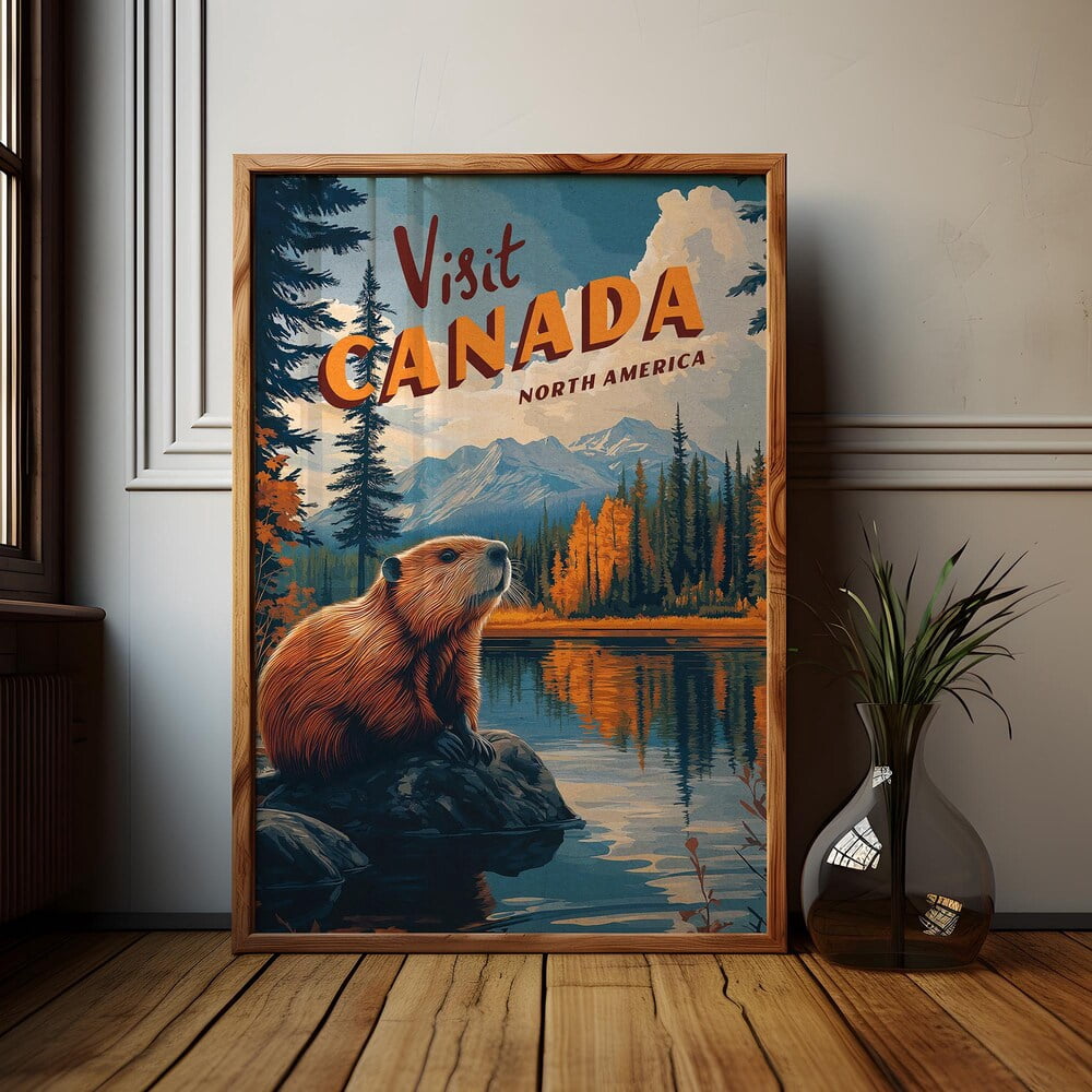 Kna Prints - 1 Pc Poster Canada Vintage Travel , North America, Beaver ...