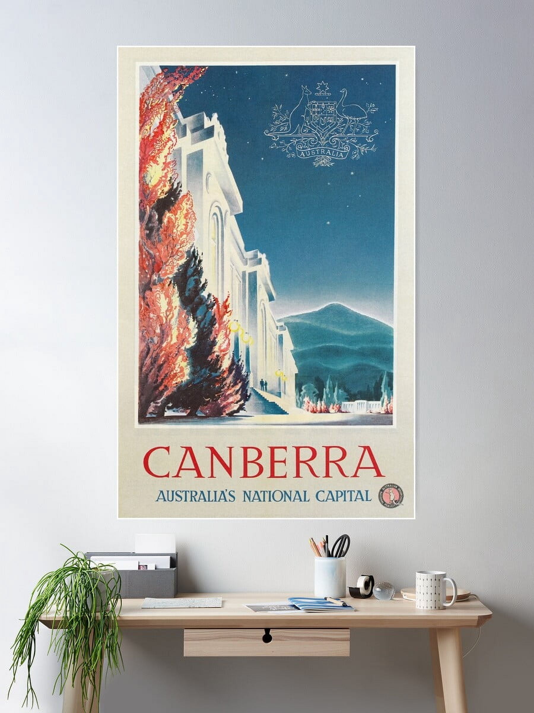 Kna Prints - 1 Pc Poster Canberra Australia Vintage Travel, UNFRAMED ...
