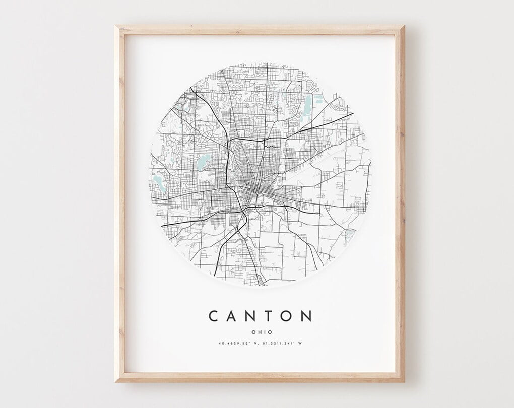 Kna Prints - 1 Pc Poster Canton Map Print, Canton Map City Wall Art, Oh ...