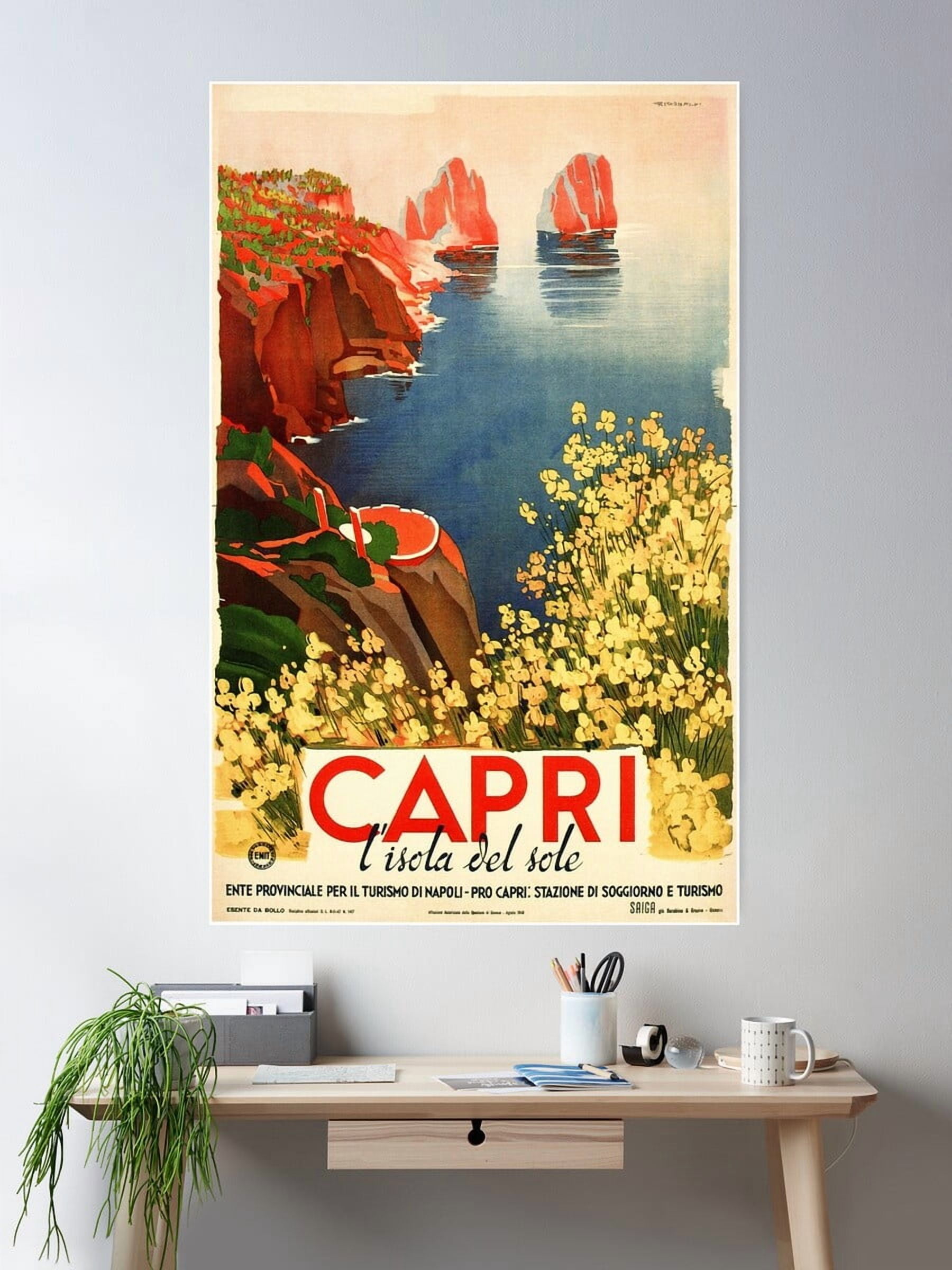 Kna Prints - 1 Pc Poster Capri Italy Island Of The S Vintage Art Deco ...