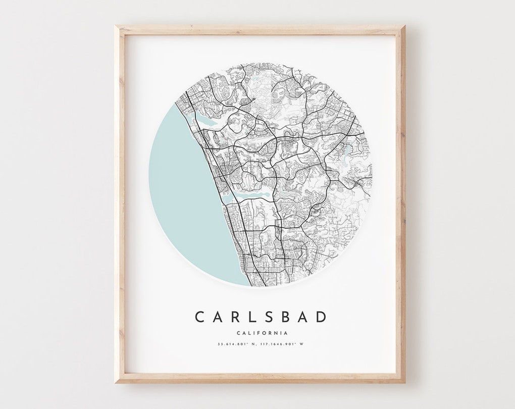 Kna Prints - 1 Pc Poster Carlsbad Map Print, Carlsbad Map City Wall Art ...
