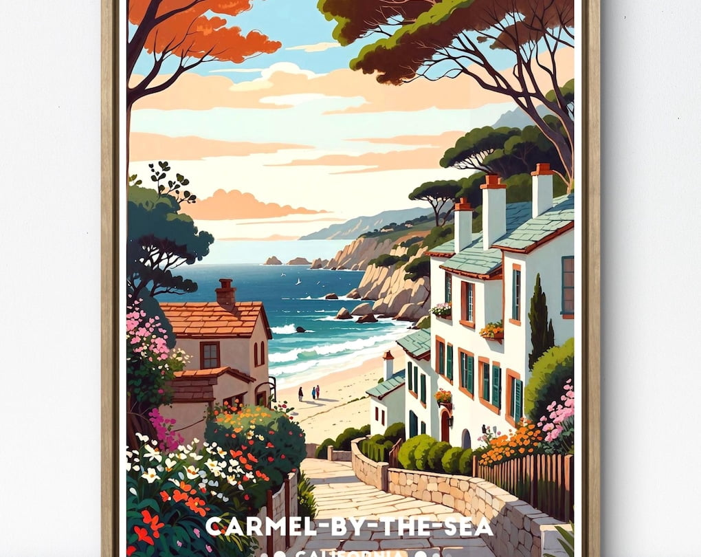 Kna Prints - 1 Pc Poster Carmel-By-The-Sea , Coastal California Print, Vintage Beach Art, Ocean ...