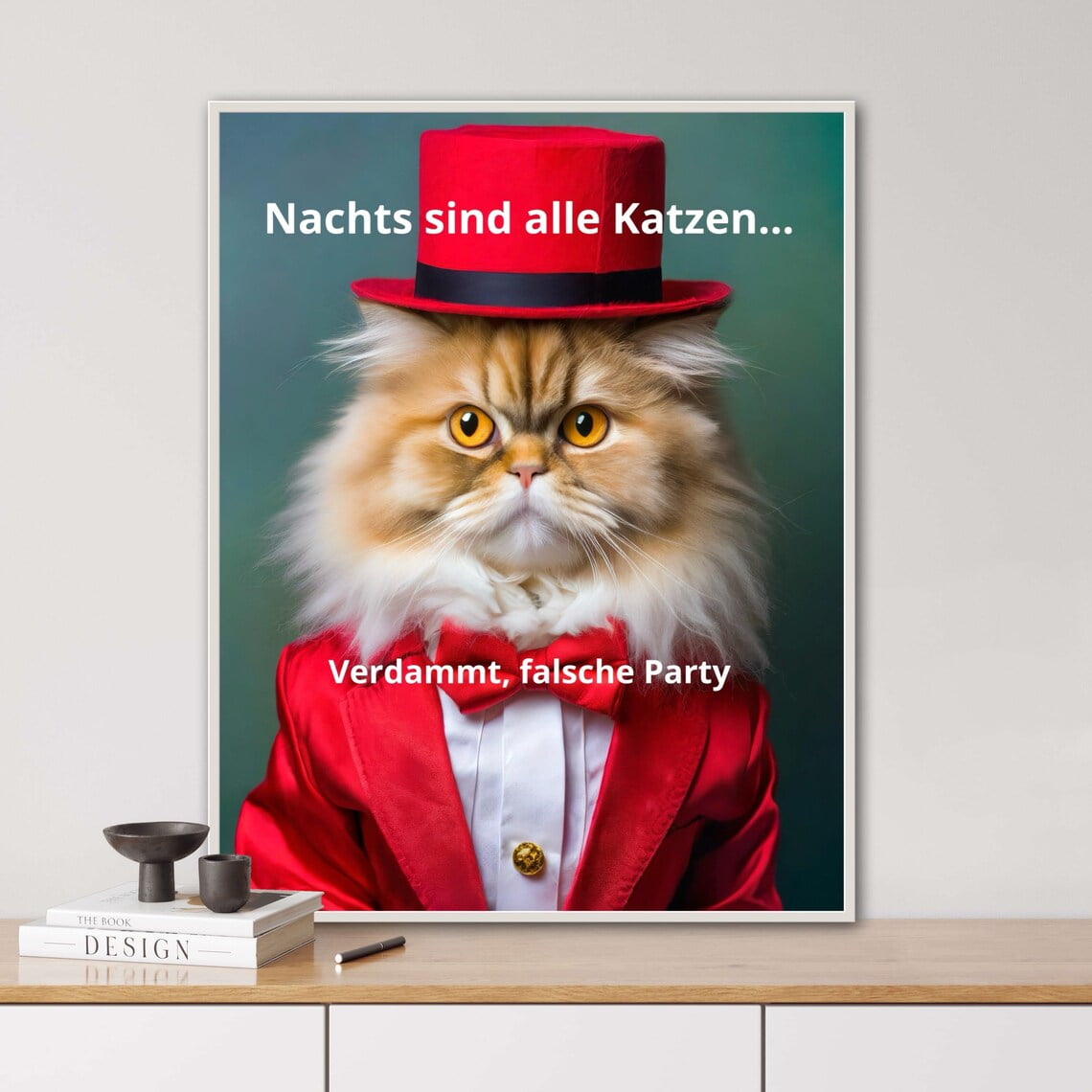 Kna Prints - 1 Pc Poster Cat, Ai Generated, Cat In Suit, Fny Saying ...