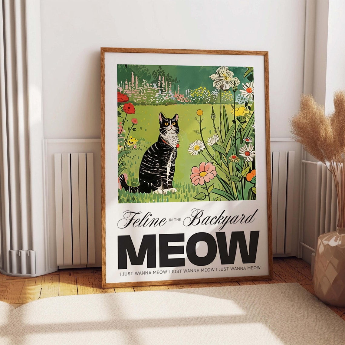 Kna Prints - 1 Pc Poster Cat In Garden Feline And Flowers Wall Art Room ...