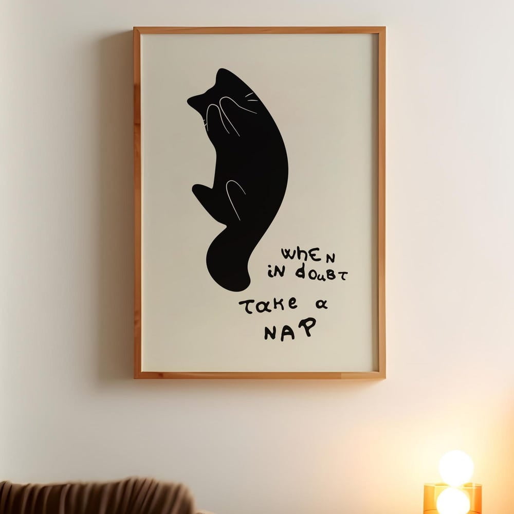 Kna Prints - 1 Pc Poster Cat Nap Print Homebody Wall Art Funky Animal ...