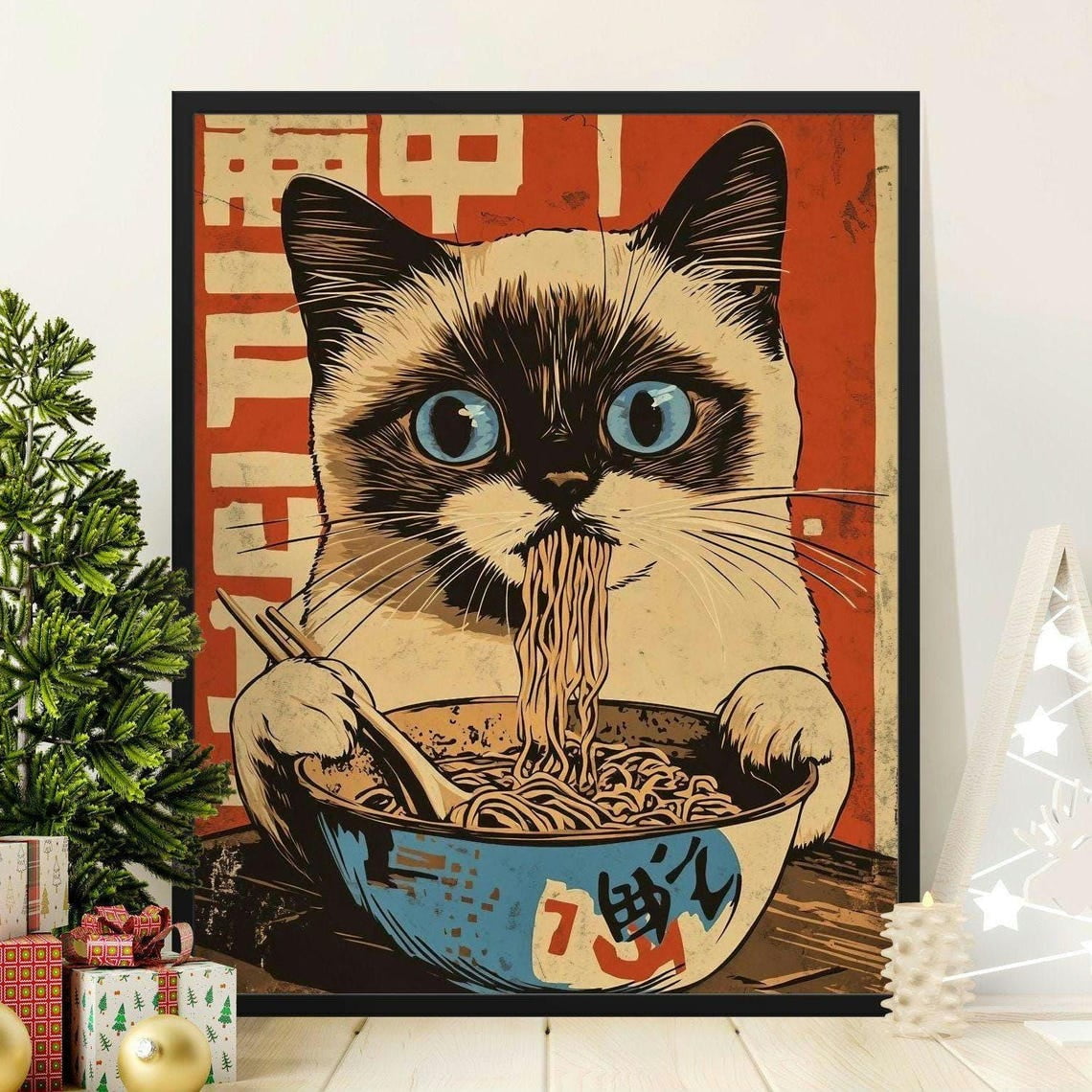 Kna Prints - 1 Pc Poster Cat Ramen , Anime Noodles Art Print, Cute ...