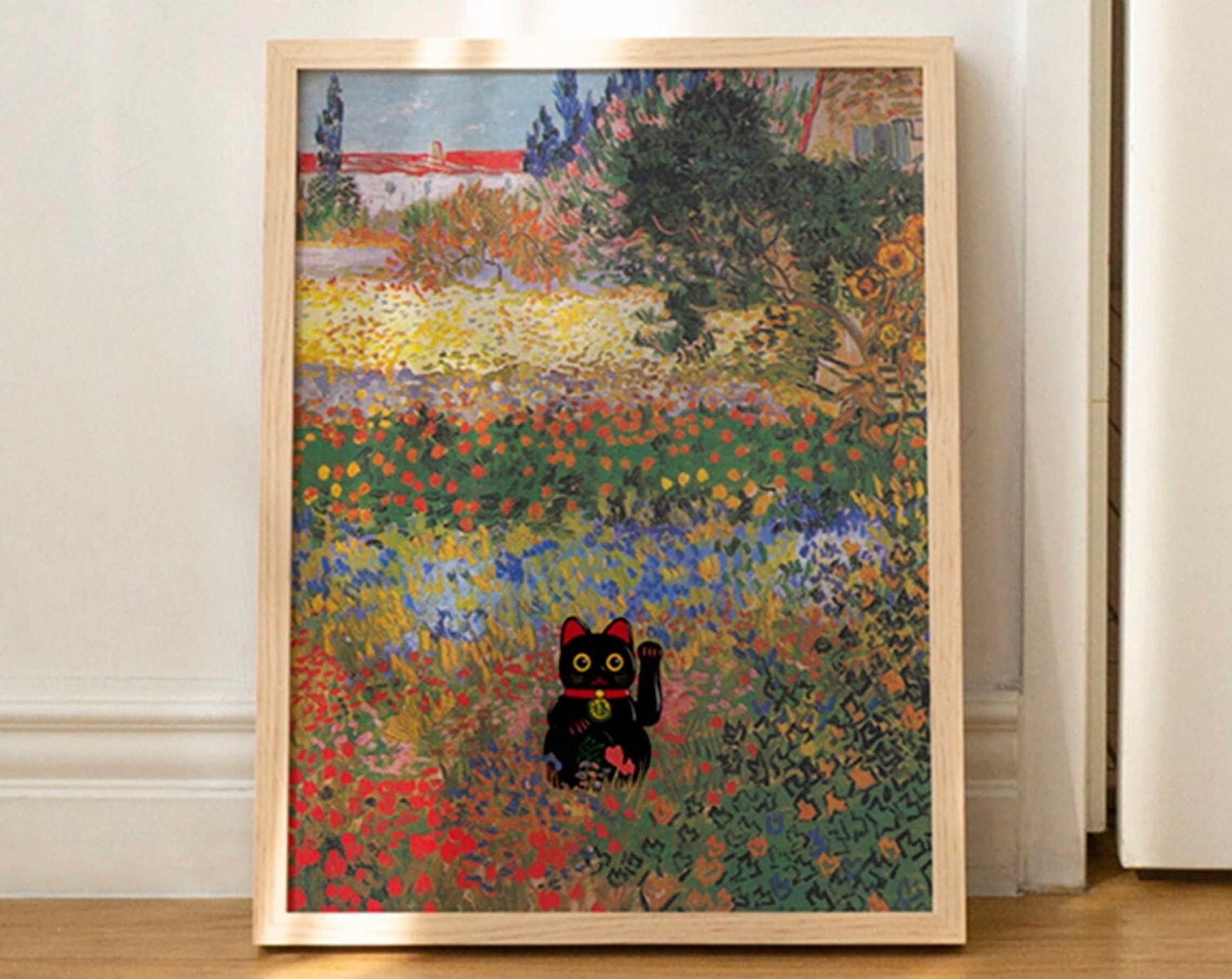 Kna Prints - 1 Pc Poster Cat Van Gogh Lucky Cat Maneki Neko Fny Gift ...