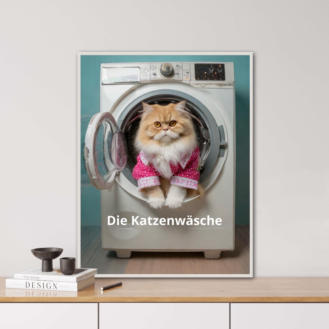 Kna Prints - 1 Pc Poster Cat Washing, Ai Generated, Cat In Pajamas ...