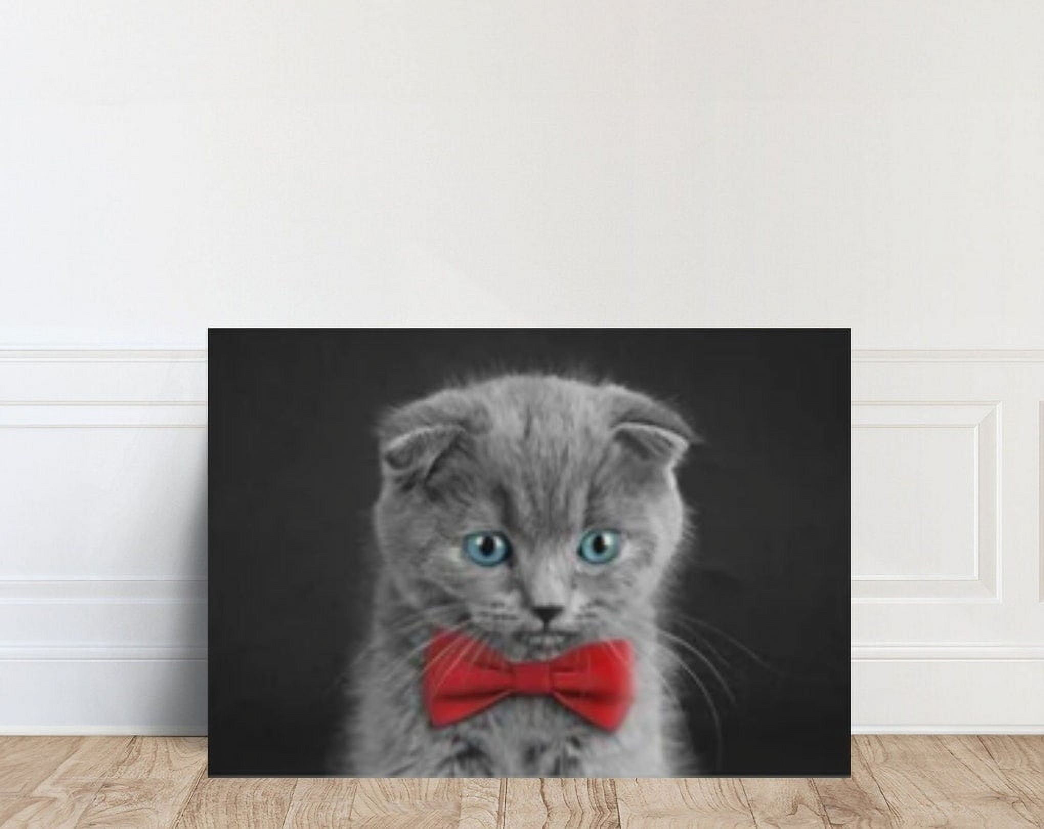 Kna Prints - 1 Pc Poster Cat With Red Bow Tie , Home Decor, Wall Art ...