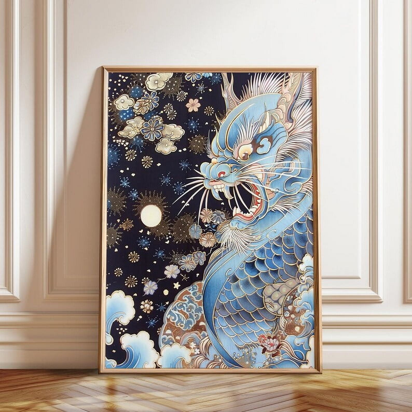 Kna Prints - 1 Pc Poster Celestial Blue Dragon Art Print Lar Night Sky ...