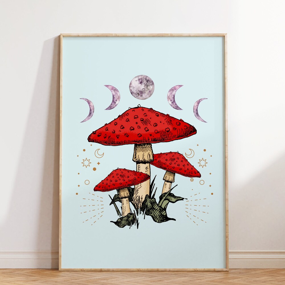 Kna Prints - 1 Pc Poster Celestial Moon Phase Wall Art Print, Groovy ...