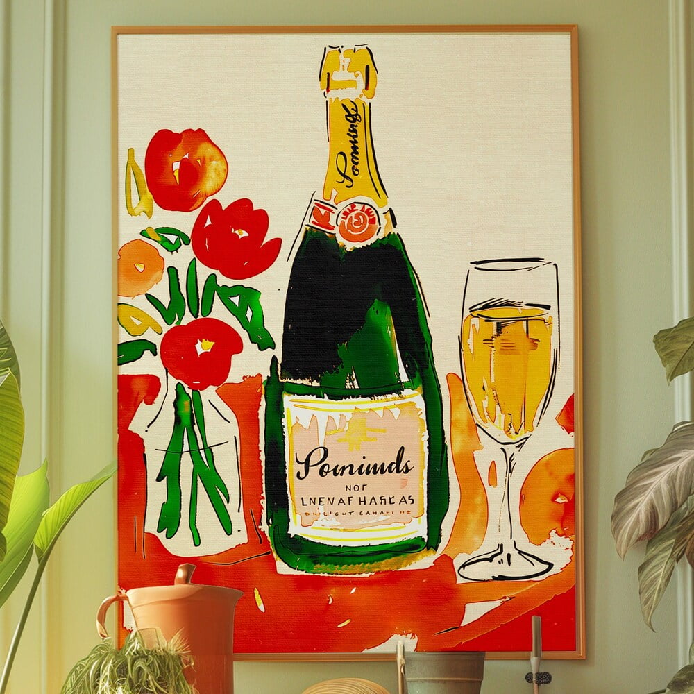 Kna Prints - 1 Pc Poster Champagne Poster, Red Wall Art, Dopamine Decor ...