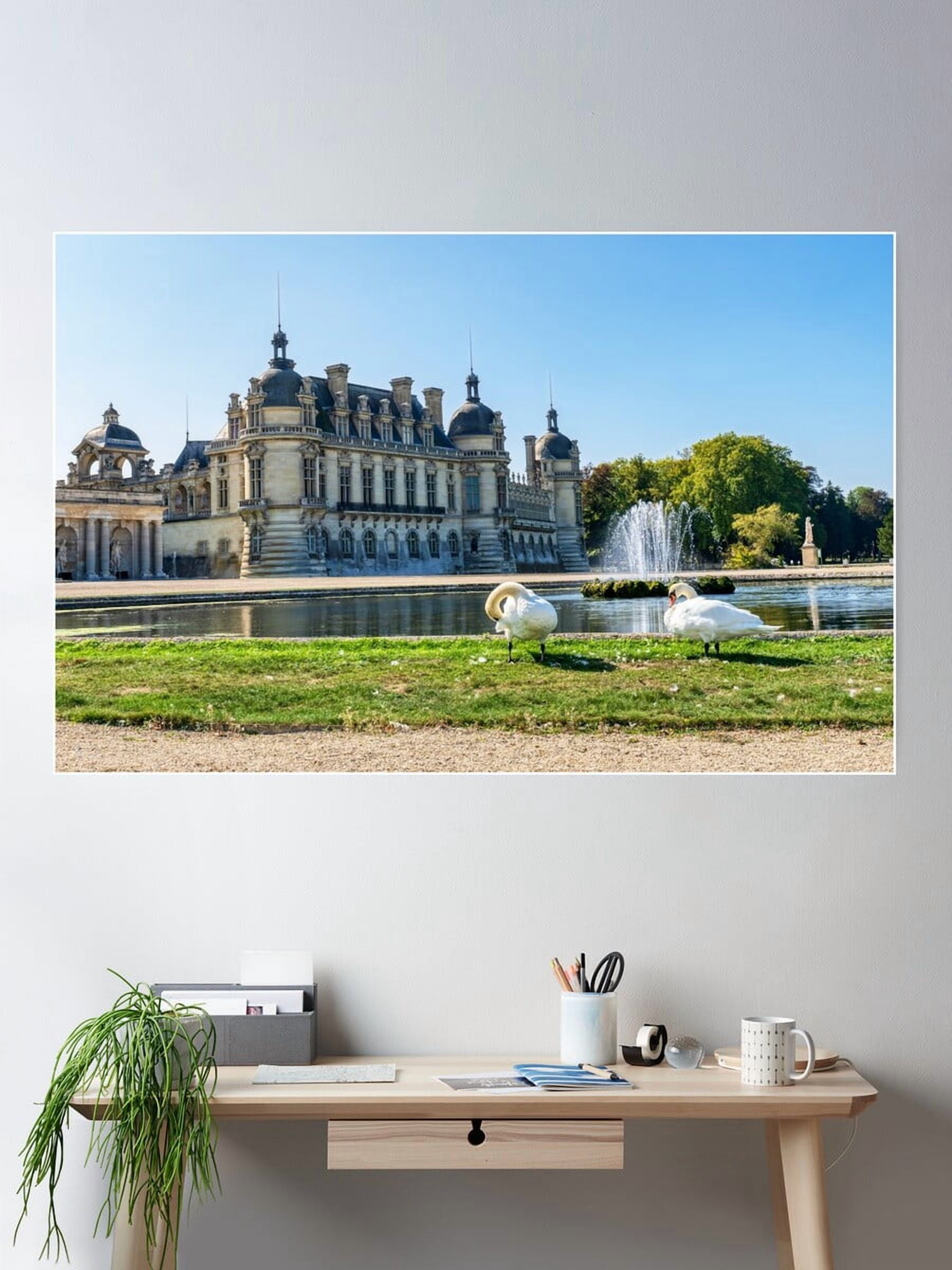Kna Prints - 1 Pc Poster Chateau De Chantilly With Two Swans In The ...