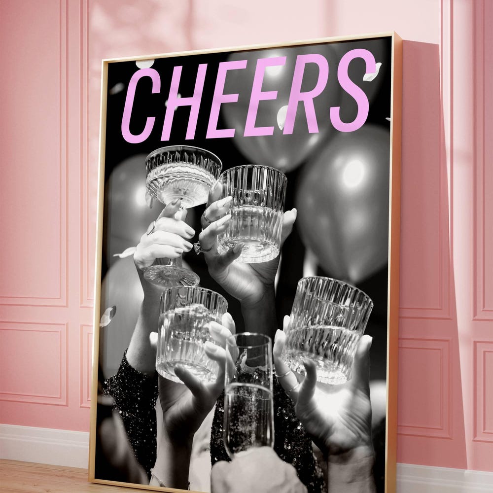 Kna Prints - 1 Pc Poster Cheers Print Pink Cart Print Cheers Poster ...