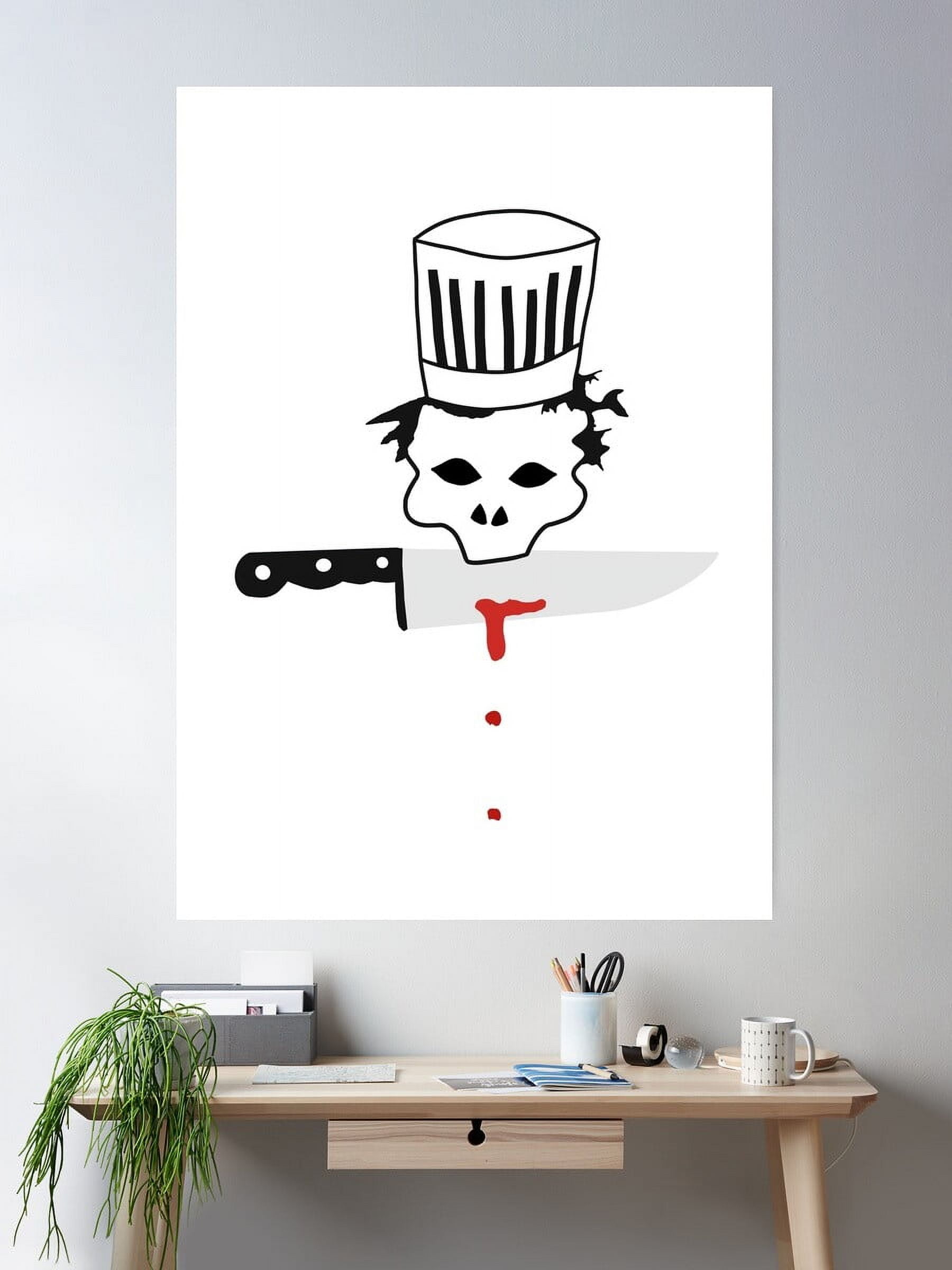 Kna Prints - 1 Pc Poster Chef Skull With Knife Anthony Bourdain Emblem ...