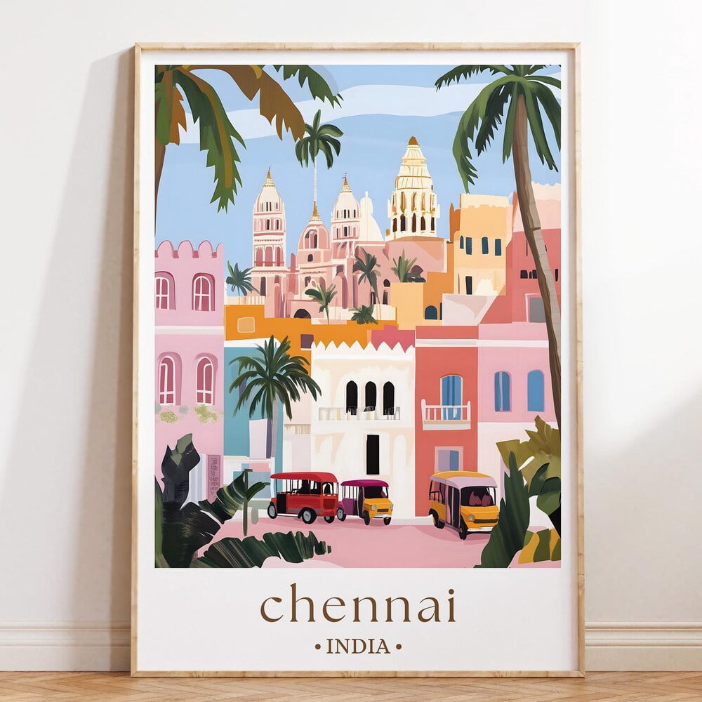 Kna Prints - 1 Pc Poster Chennai India Travel Poster, Colorful Indian ...