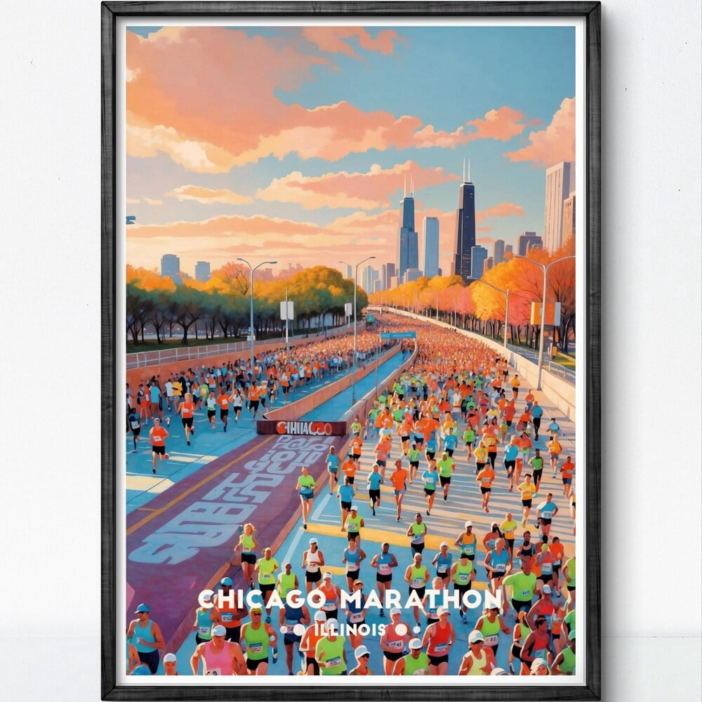 Kna Prints - 1 Pc Poster Chicago Marathon Poster – Skyline Race Scene ...