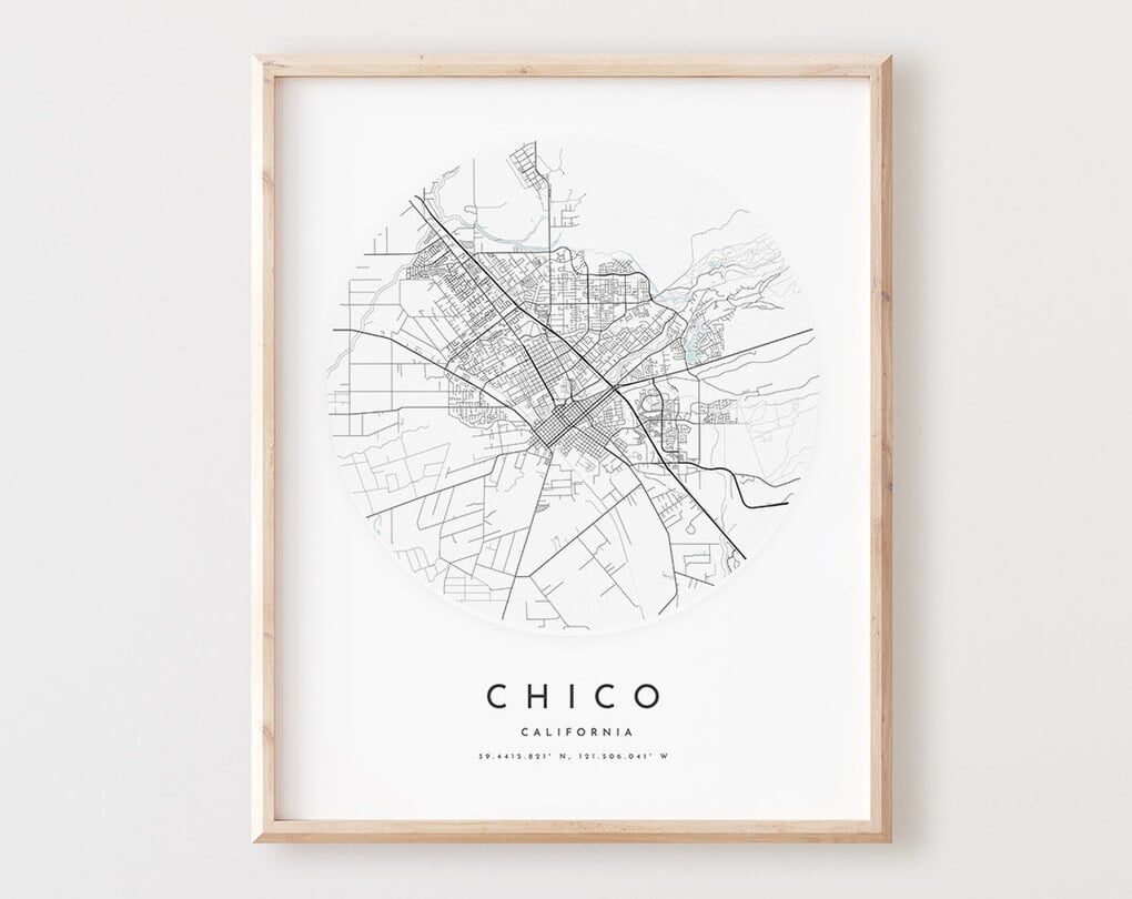 Kna Prints - 1 Pc Poster Chico Map Print, Chico Map City Wall Art, Ca ...