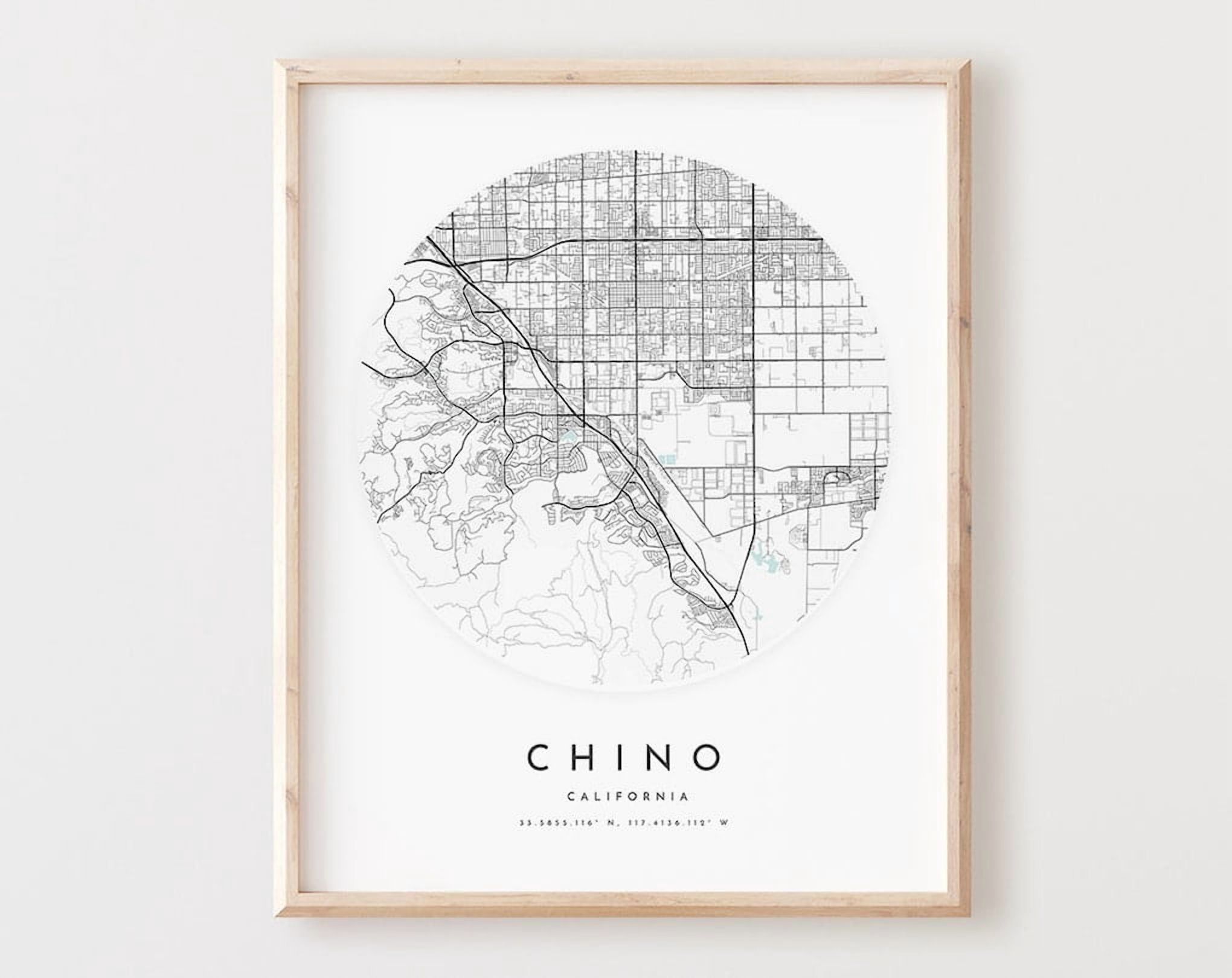 Kna Prints - 1 Pc Poster Chino Map Print, Chino Map City Wall Art, Ca ...