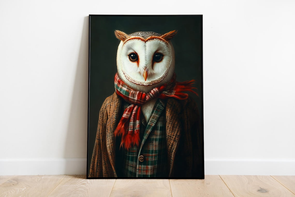 Kna Prints - 1 Pc Poster Christmas Barn Owl Print, Owl Portrait , Barn ...